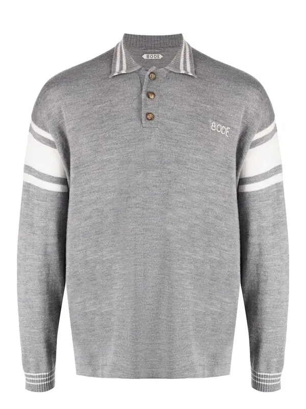 BODE Logo-embroidered Striped Polo Shirt - Grey