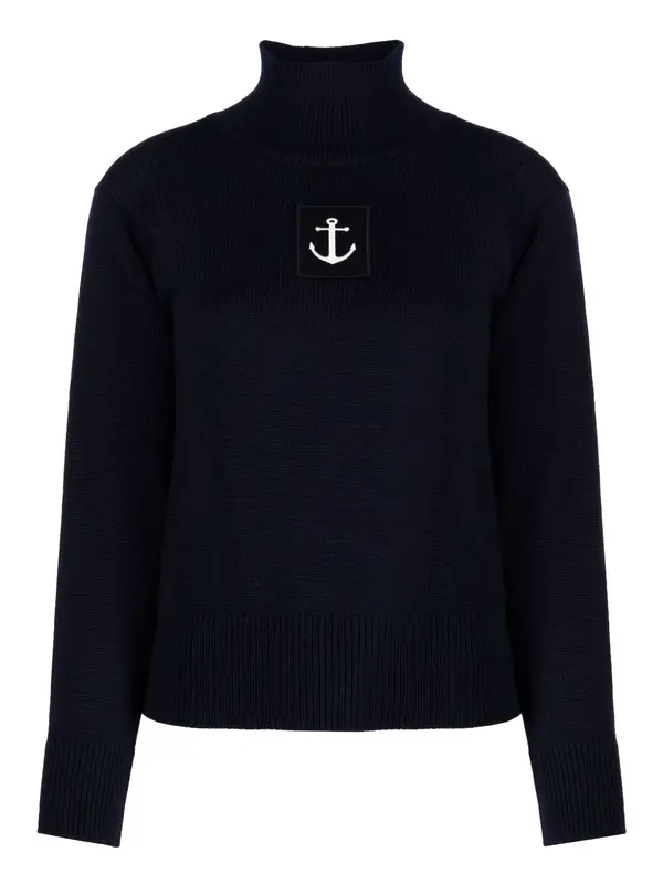 JIL SANDER Logo-patch High-neck Jumper - Blue
