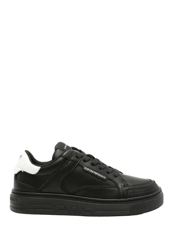 Emporio Armani Logo-print Leather Sneakers - Black