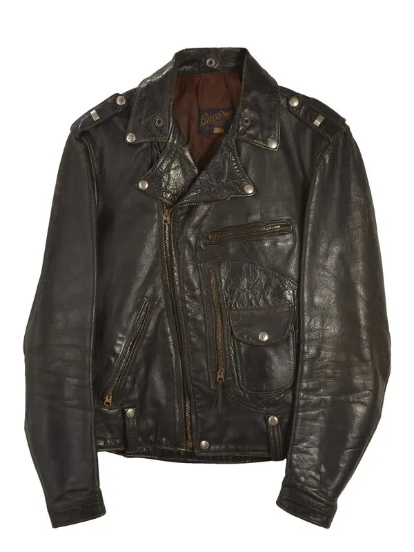 Vintage Leather Moto Jacket - Black