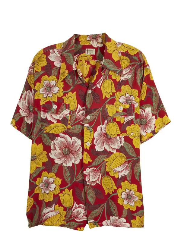 Vintage Floral Hawaiian Shirt - Red