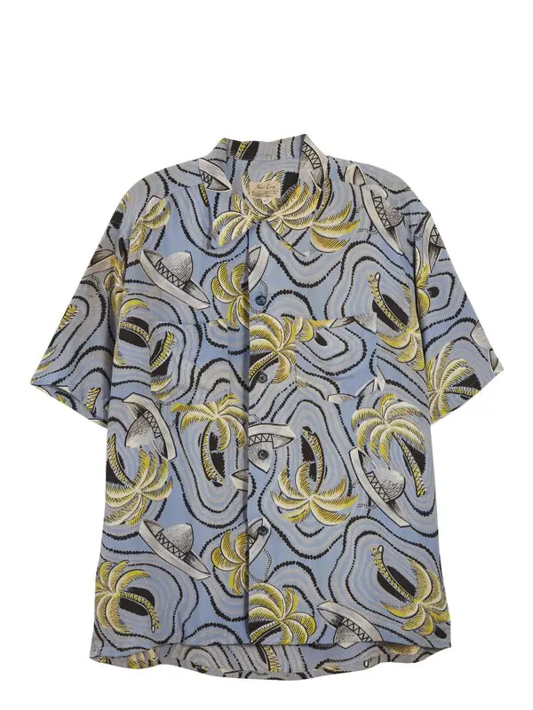 Vintage Palm Tree Hawaiian Shirt - Blue