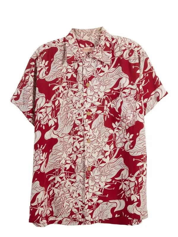 Vintage Hoaloha Graphic Hawaiian Shirt - Red