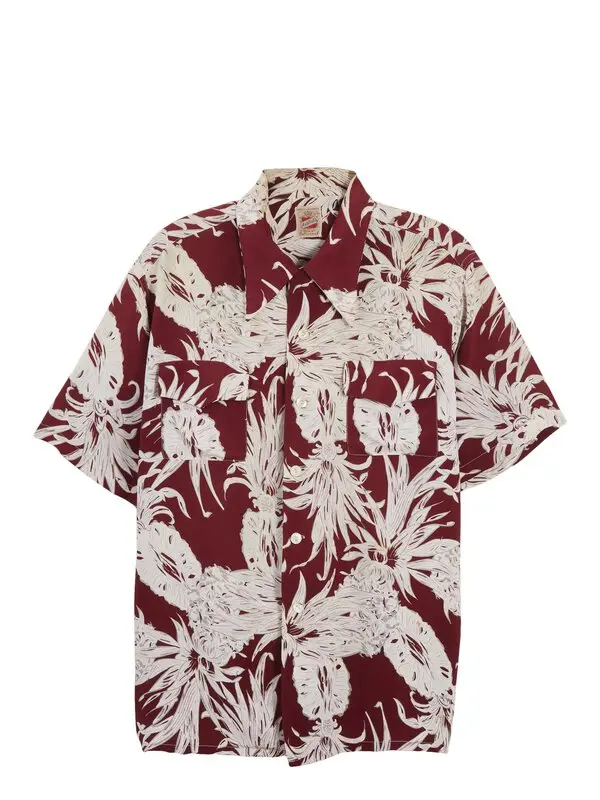 Vintage Floral Hawaiian Shirt - Burgundy