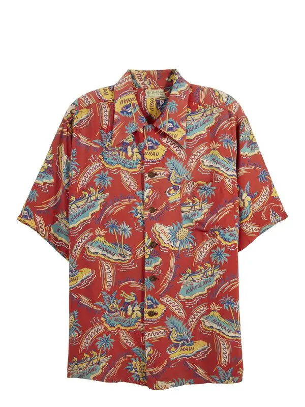 Vintage Graphic Hawaiian Shirt - Red