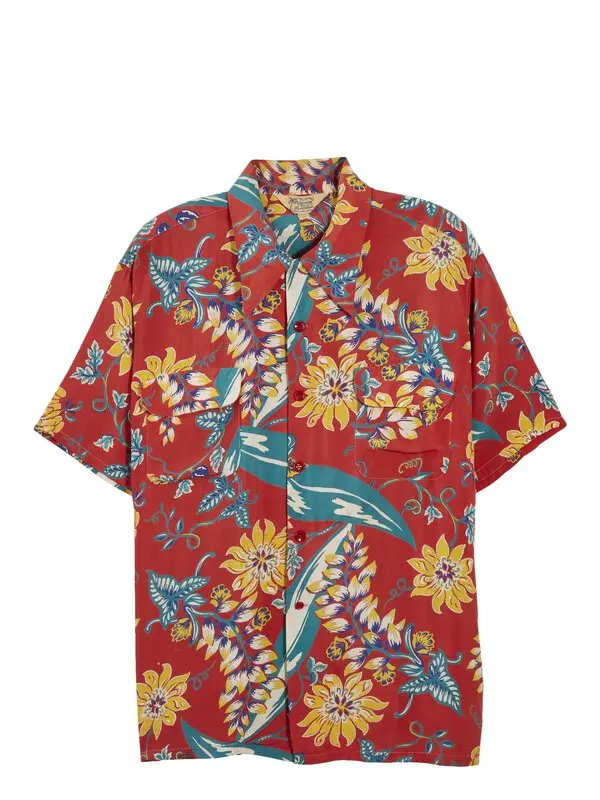 Vintage Floral Hawaiian Shirt - Red