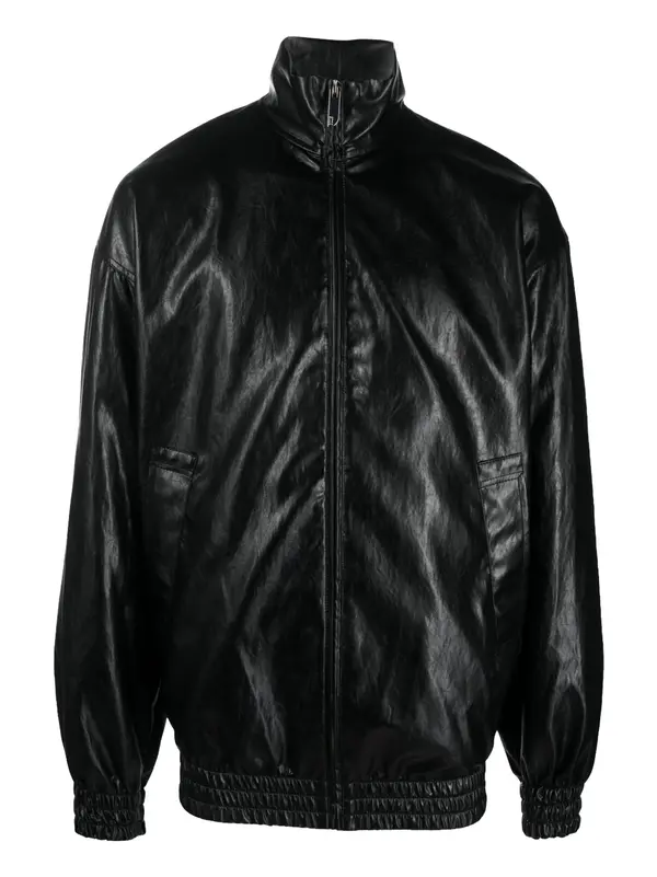 Gcds High-shine Faux-leather Jacket - Black