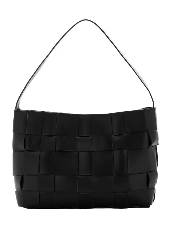 ST. AGNI Woven Leather Shoulder Bag - Black