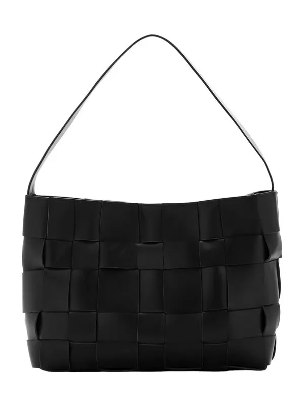 ST. AGNI Woven Leather Shoulder Bag - Black