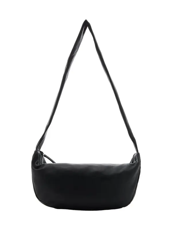 ST. AGNI Crescent Leather Shoulder Bag - Black