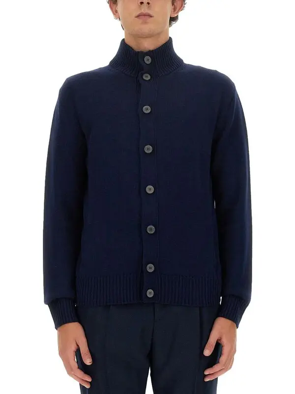 BALLANTYNE Turtleneck Cardigan - Blue