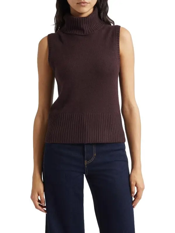 Veronica Beard Mazzy Sleeveless Cashmere Turtleneck Sweater - Dark Currant
