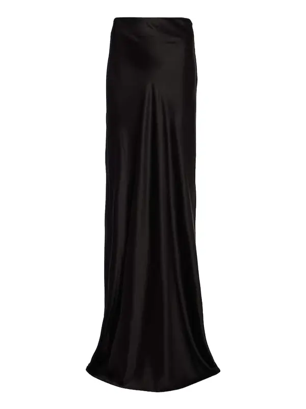 THE SEI Silk Satin Maxi Skirt - Black