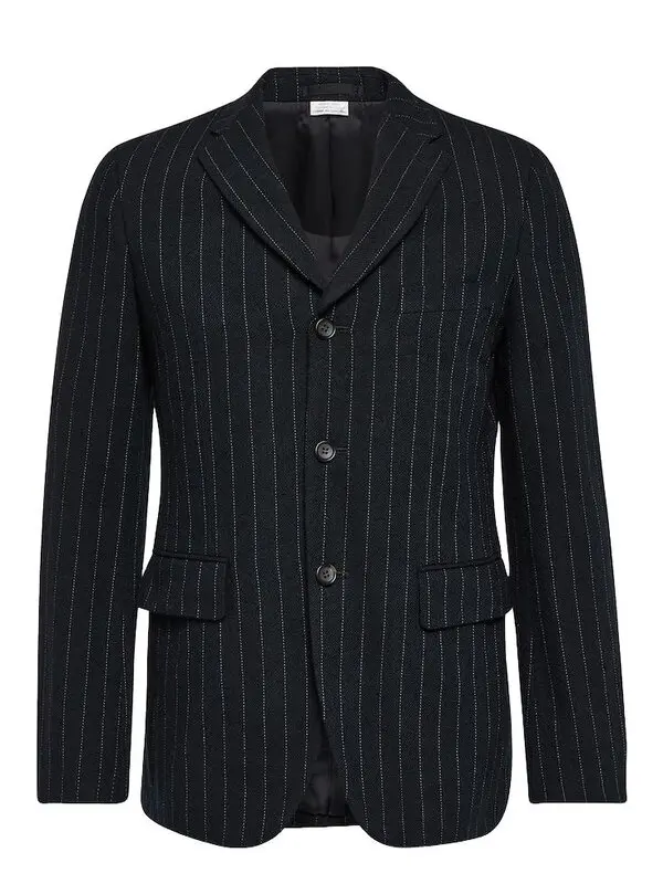 Comme Des Garçons Homme Deux Chalk Striped Single-breasted Blazer - Black