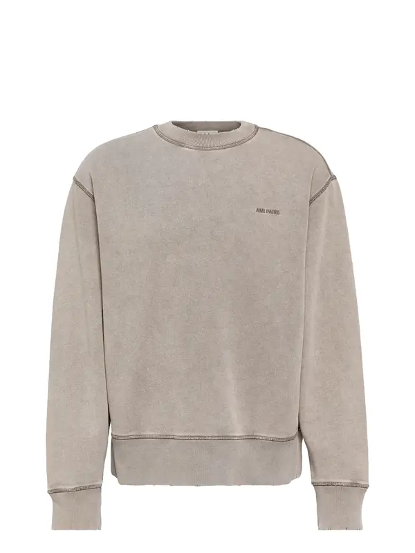 Ami Logo Cotton Jersey Sweatshirt - Grey
