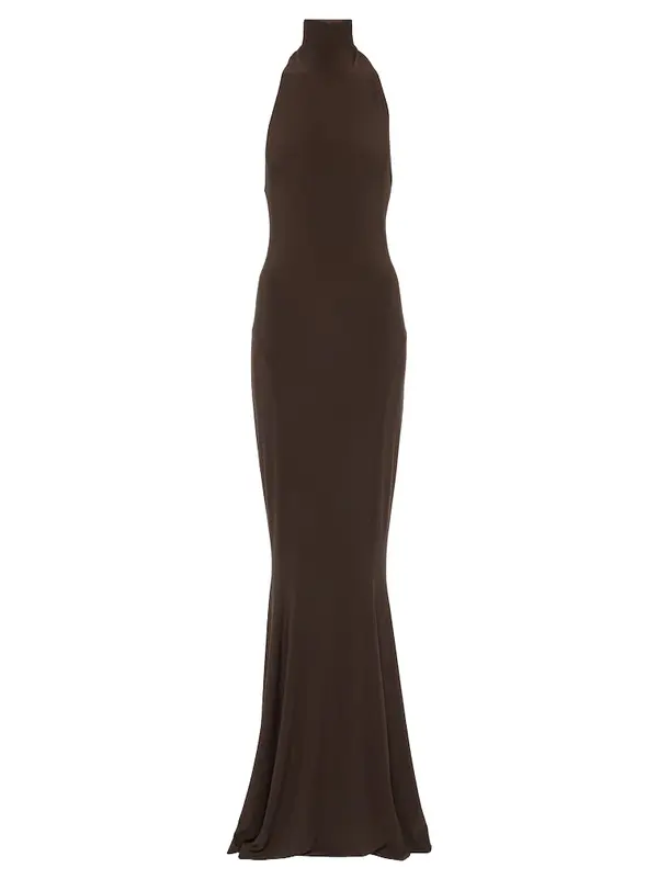 Norma Kamali Turtleneck Jersey Gown - Brown