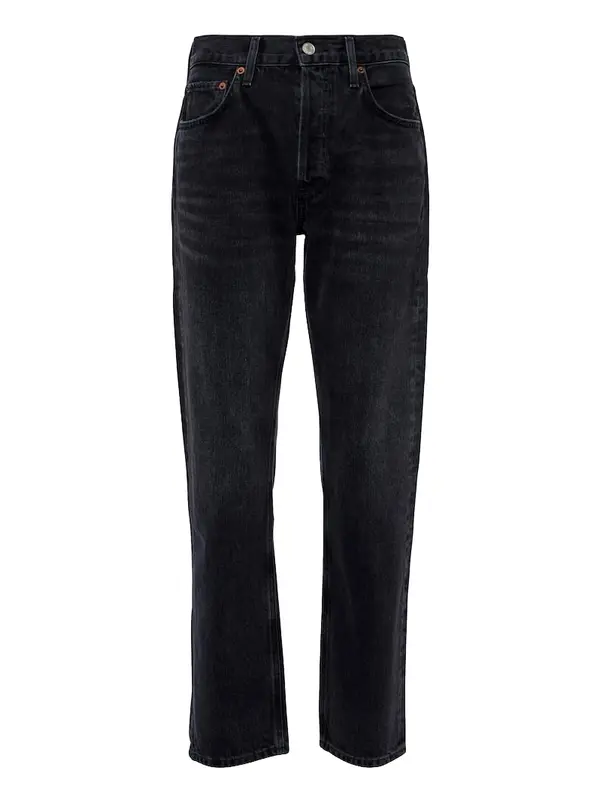 AGOLDE Parker Long Mid-rise Straight Jeans - Black