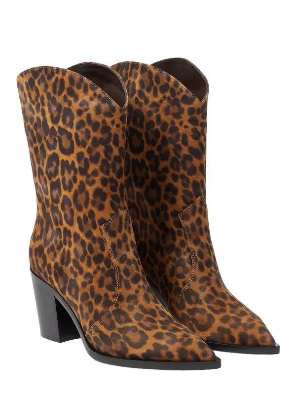 GIANVITO ROSSI Denver Leopard-print Leather Boots - Multicoloured