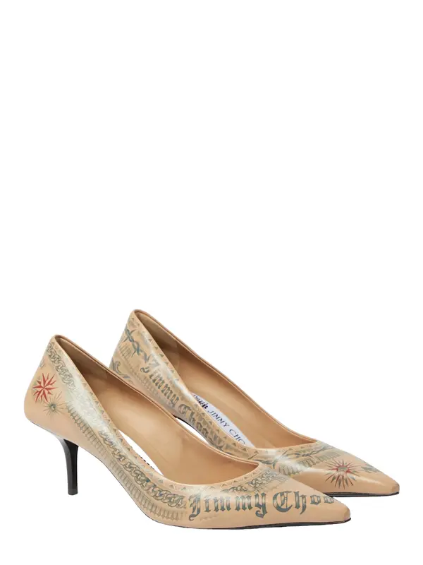 JIMMY CHOO X Jean Paul Gaultier Tattoo Leather Pumps - Beige