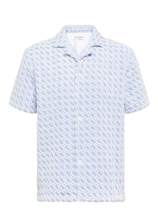 Orlebar Brown Howell Cotton Terry Bowling Shirt - Blue