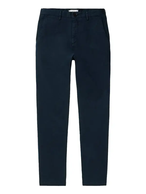 Mr P. Adam Slim-fit Cotton-blend Twill Chinos - Blue