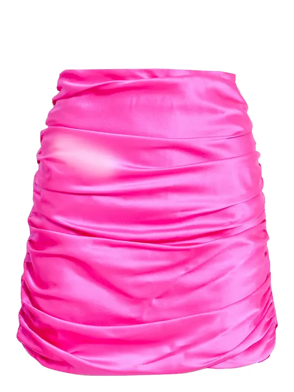 Michelle Mason Ruched Silk-satin Mini Skirt - Bright Pink