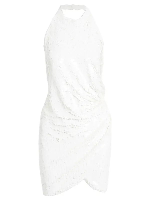 Ronny Kobo Jo Wrap-effect Sequined Mini Dress - Ivory