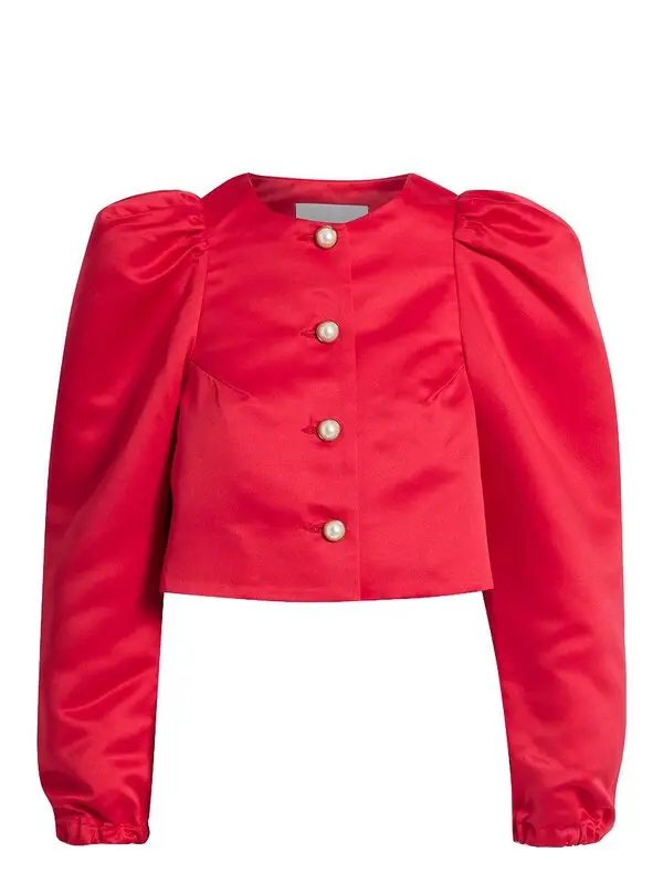 Sleeper Cropped Satin Jacket - Red