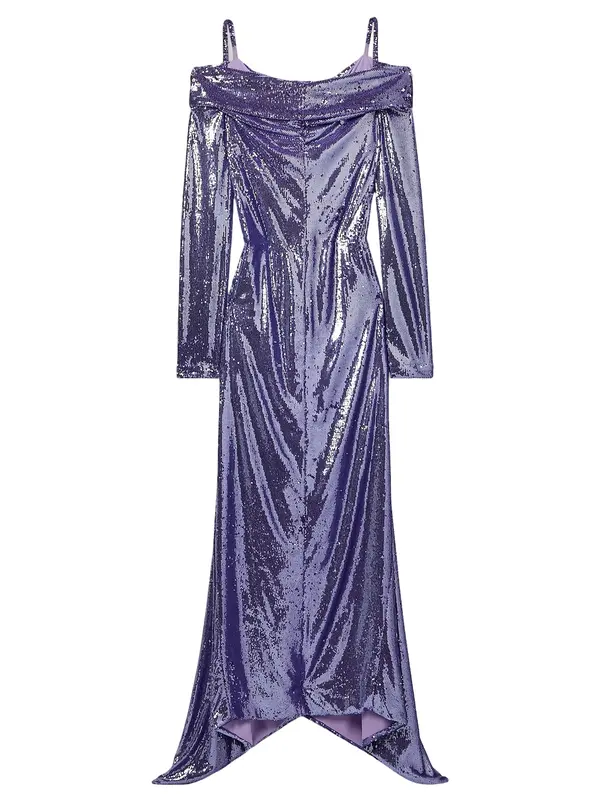 Attico Cold-shoulder Sequined Gown - Lavender
