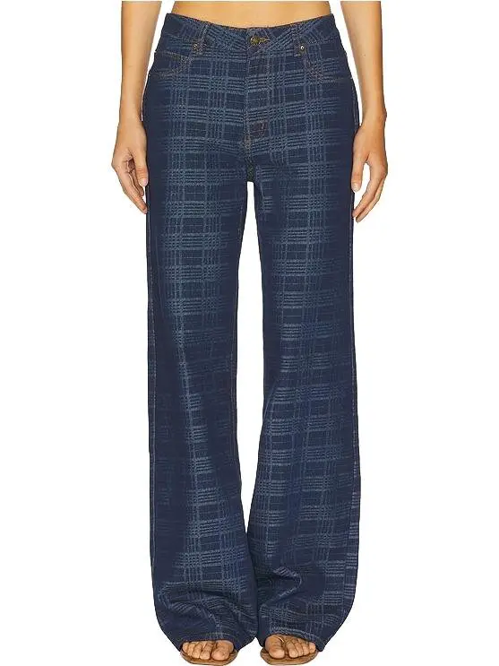 Lioness Top Model Jeans - Indigo Plaid