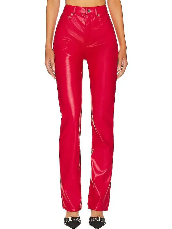 AFRM Faux Leather Straight Leg Pants - Jester Red
