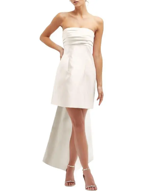 Alfred Sung Oversize Bow Back Strapless Mini Dress - Ivory