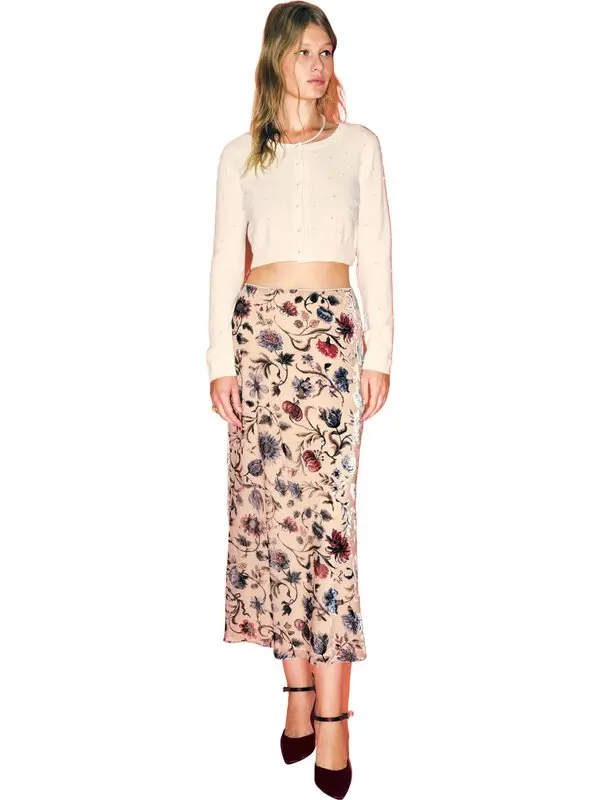 REFORMATION Layla Velvet Midi Skirt - Multi