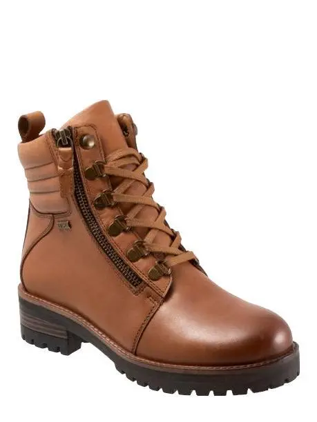 Softwalk Everett Leather Combat Boots - Luggage Leather