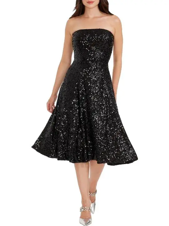 Dress The Population Ruby Sequin Strapless Cocktail Dress - Jet Black