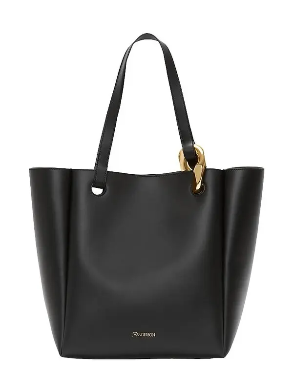 JW Anderson Corner Chain Leather Tote - Black