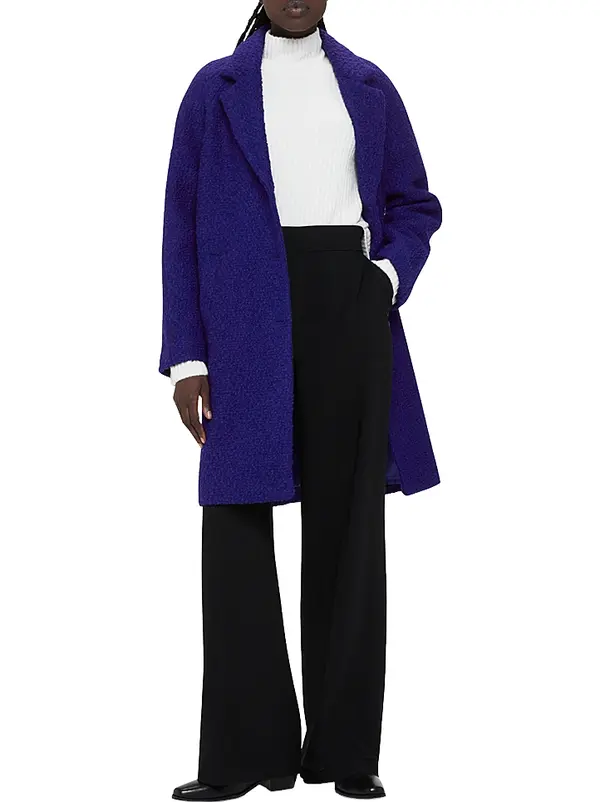 Whistles Wool Boucle Coat - Blue
