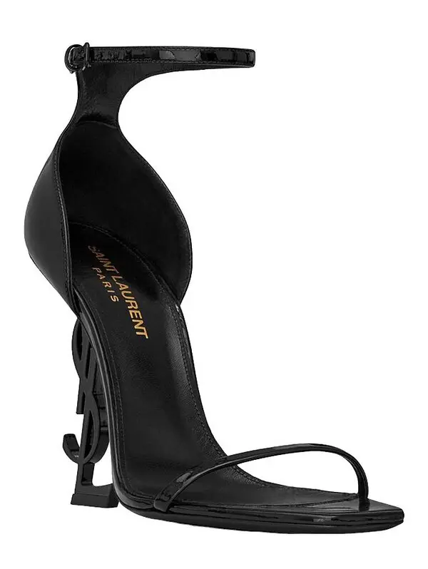 Saint Laurent Opyum Patent Leather Sandals - Black/black Patent