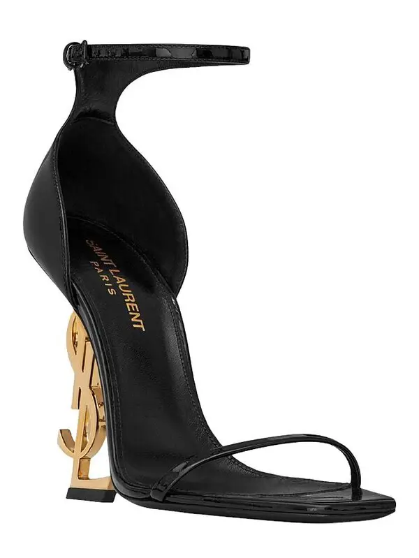 Saint Laurent Opyum Patent Leather Sandals - Black/gold Patent