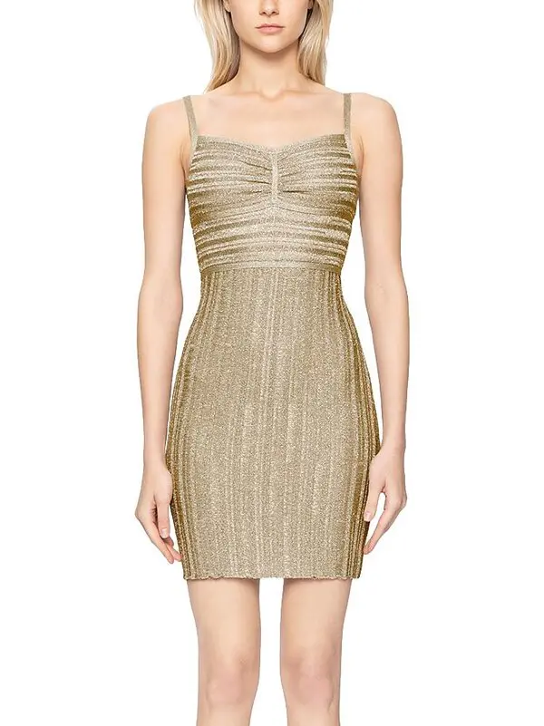 Herve Leger Eyelash Knit Mini Dress - Met Gold