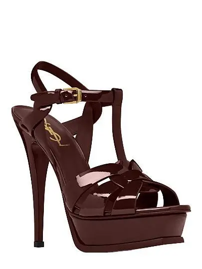 Saint Laurent Tribute Platform Sandals - Burgundy