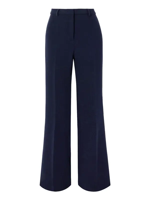 Etro Wool-blend Crepe Wide-leg Pants - Blue