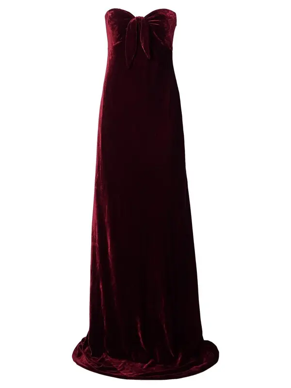 Ralph Lauren Niles Strapless Velvet Gown - Burgundy
