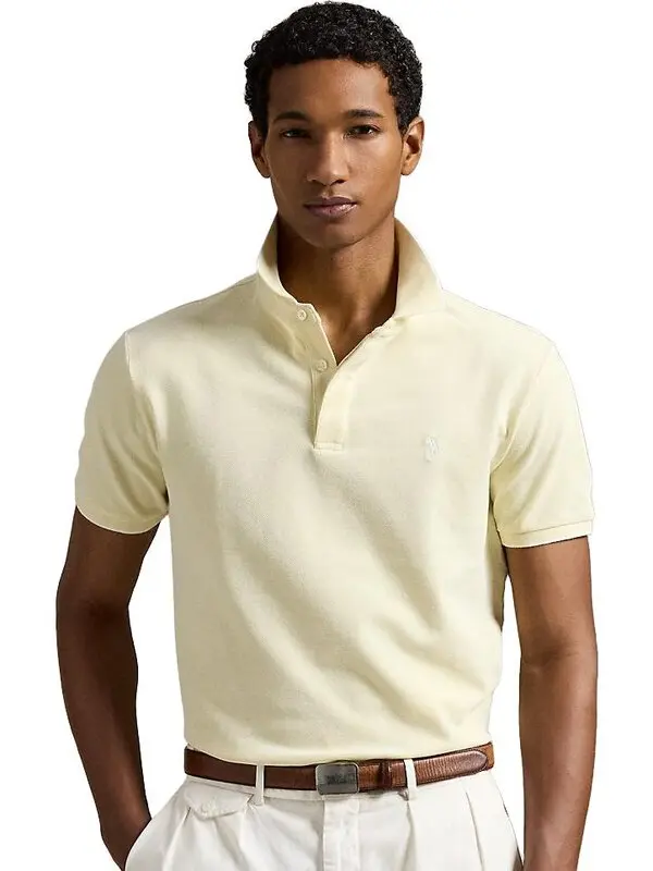 Ralph Lauren Custom Slim Fit Stretch Oxford Mesh Polo - Wicket Yellow/white