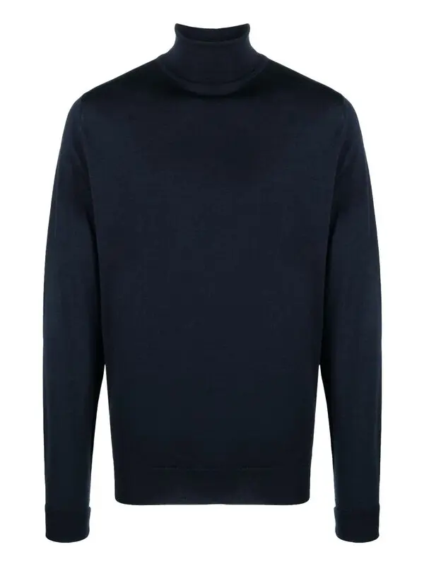 John Smedley Roll-neck Merino Wool Jumper - Blue
