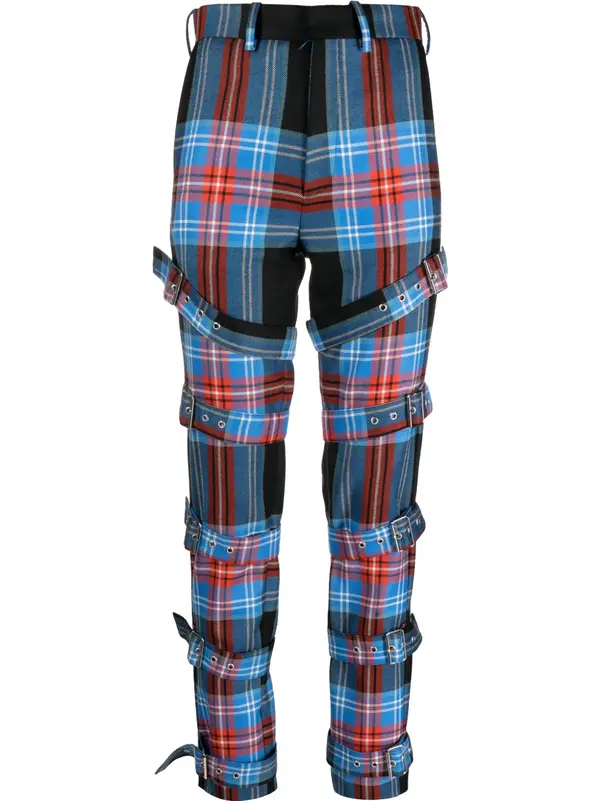 CHARLES JEFFREY Tartan Buckled Trousers - Blue