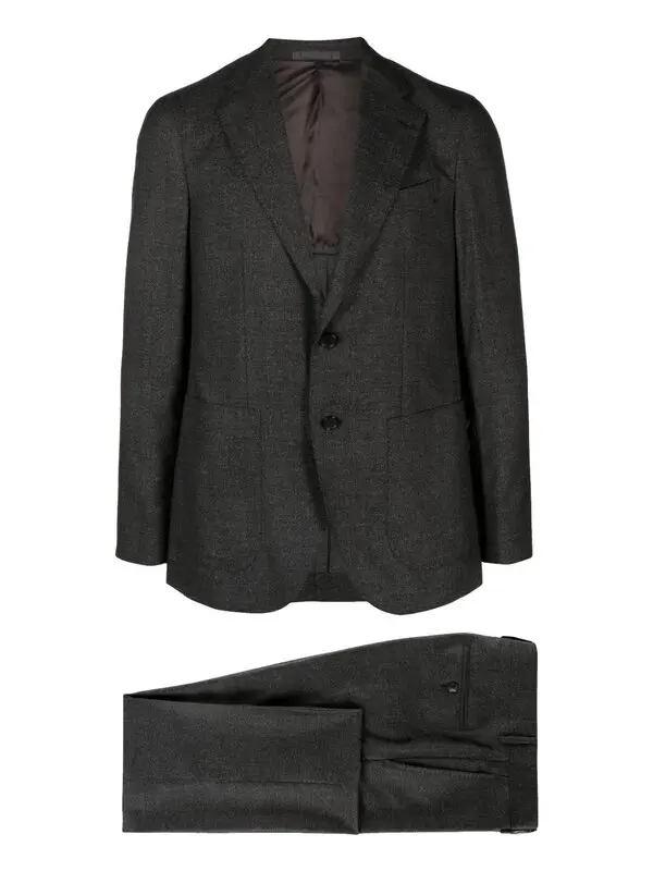 Caruso Single-breasted Wool Suit - Black