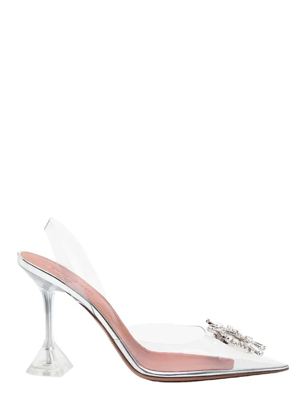 Amina Muaddi 95mm Begum Glass Slingback Pumps - Neutrals