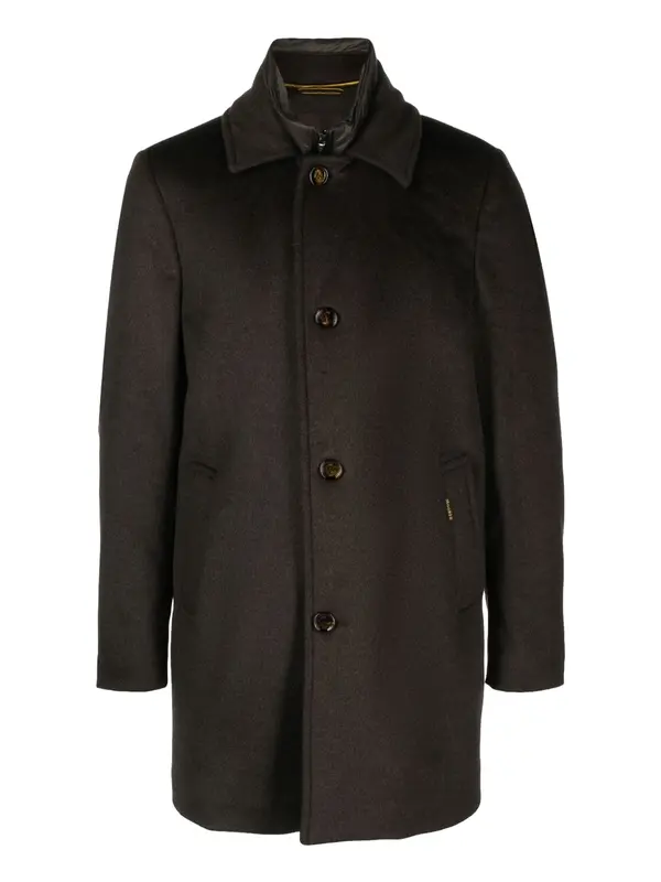 MOORER Single-breasted Peaked Coat - Brown