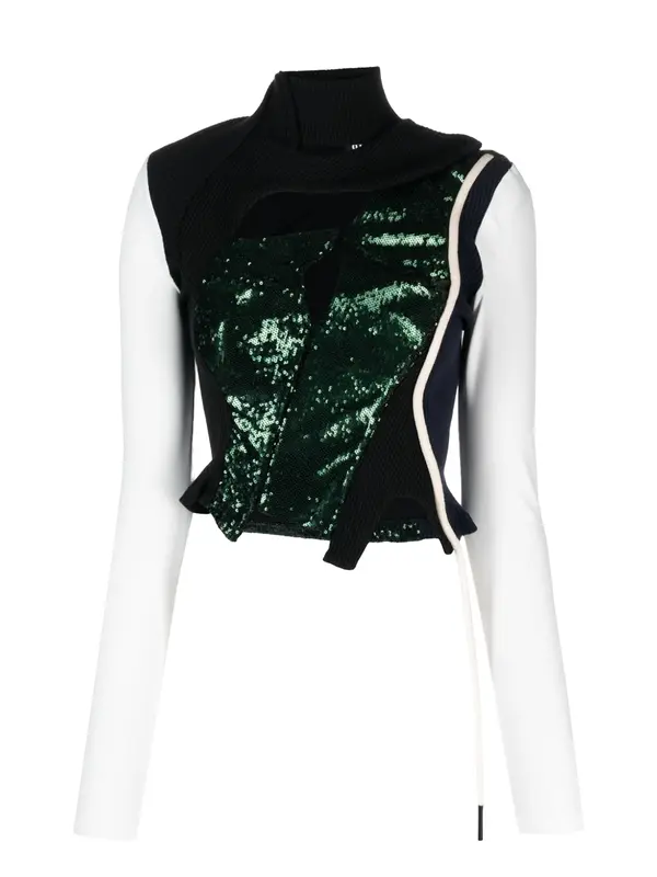 Ottolinger Sequin-embellished Panelled Top - Green